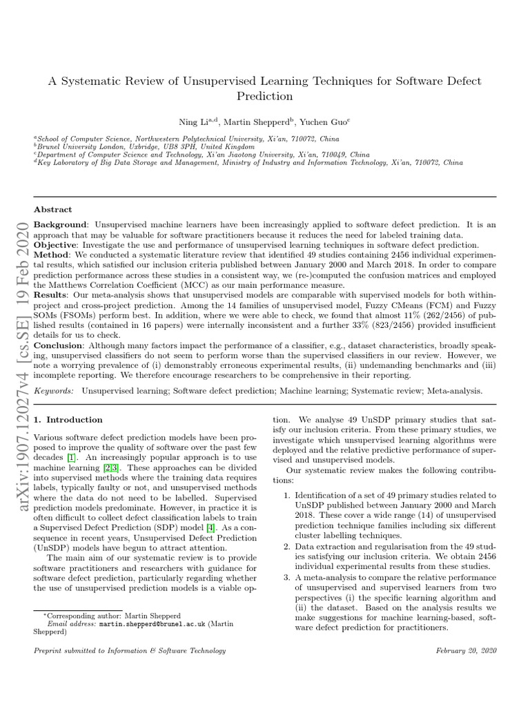 Unsupervised Learning for Software Defect Prediction | PDF | Receiver ...