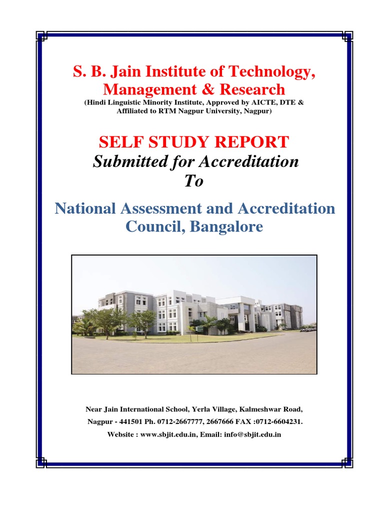 Self Study Report: Submitted For Accreditation To | PDF | Curriculum | Quality Management