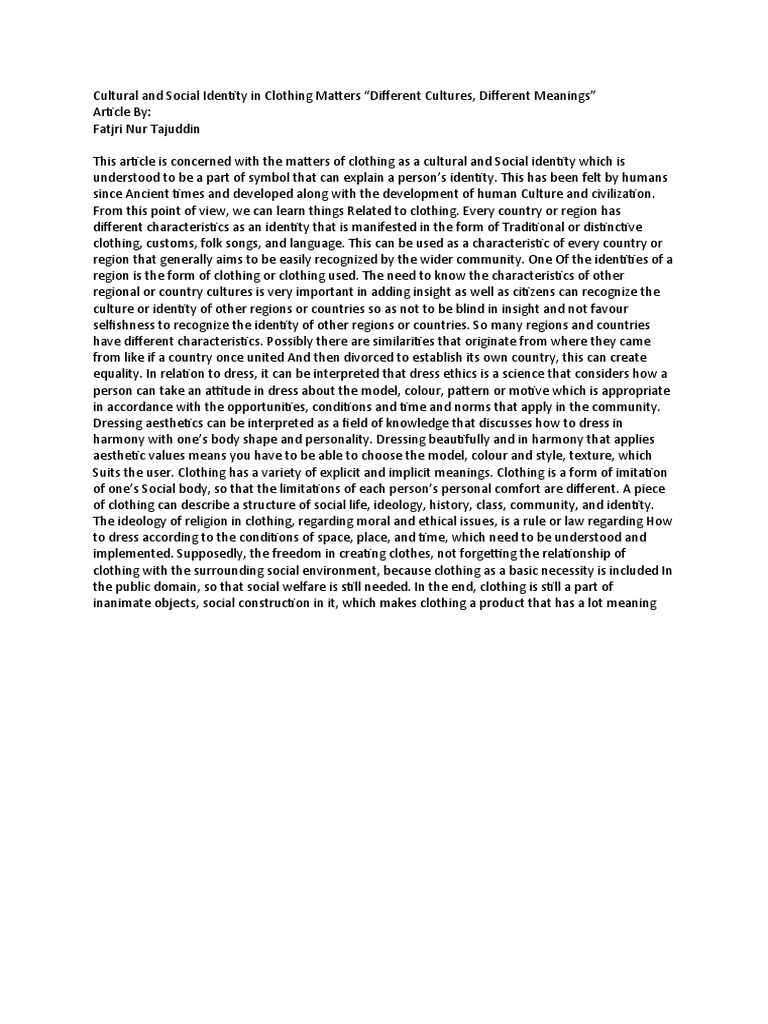 Cultural Identity Through Clothing: How Dress Reflects and Shapes ...