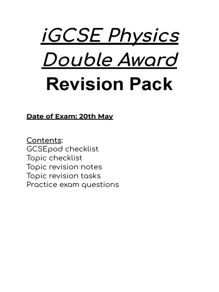 Revision Booklet Physics IGCSE Edexcel | PDF | Nuclear Fission ...