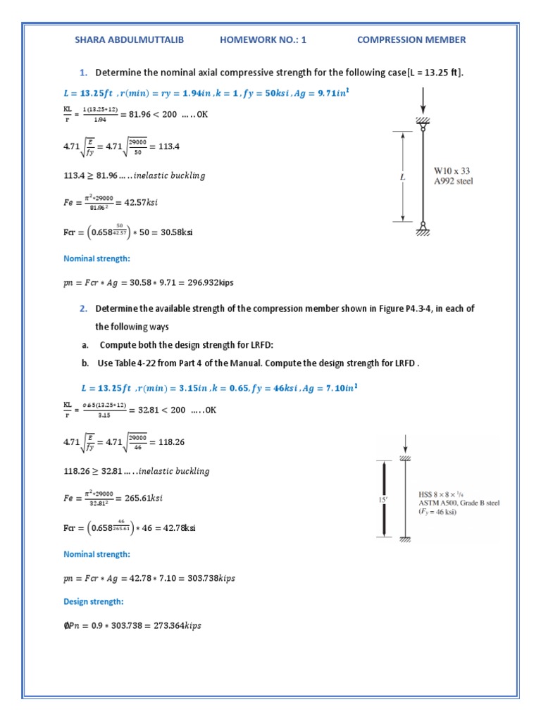 Steel Struc. HW1 | PDF | Building Technology | Mechanical Engineering
