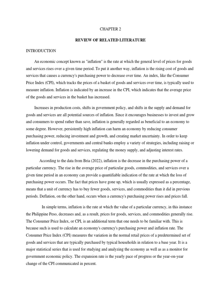 Chapter 2 Review of Related Literature | PDF | Cost Of Living | Inflation