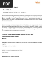 GK Questions For Class 2 | PDF | Astronomy | Physical Sciences