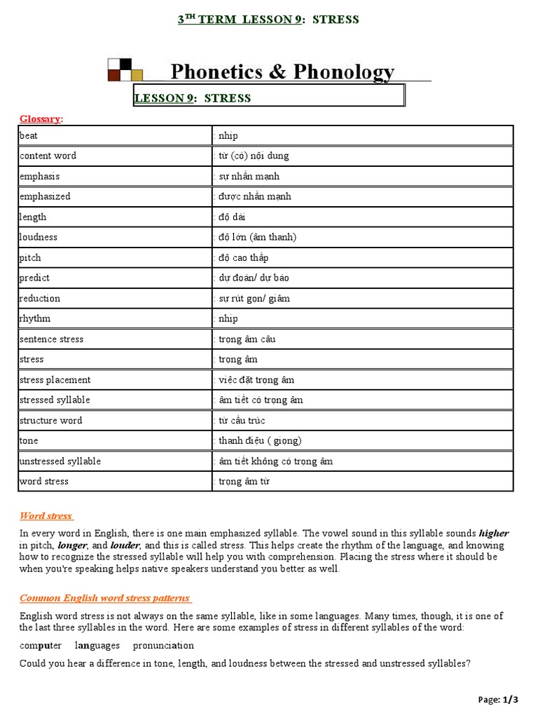 09 Lesson 9 - Stress | PDF | Stress (Linguistics) | English Language