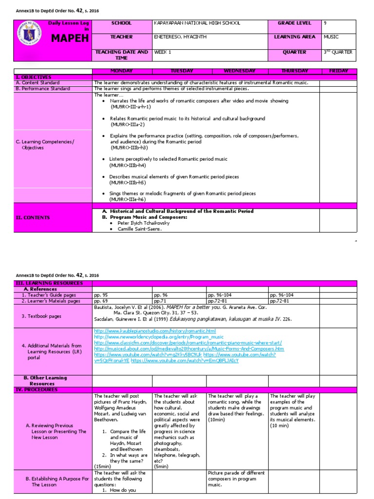 MAPEH+GRADE+9+DLL Converted by Abcdpdf | PDF | Theatre | Composers