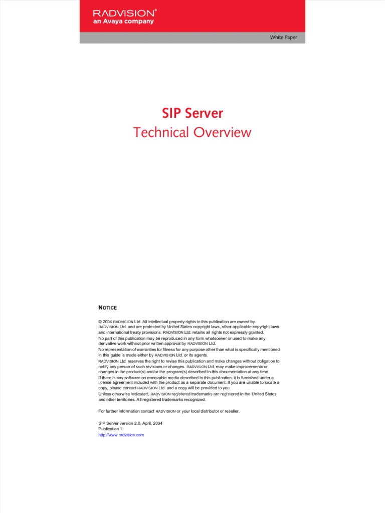 Sip Server Technical Overview White Paper Pdf Session Initiation Protocol Proxy Server