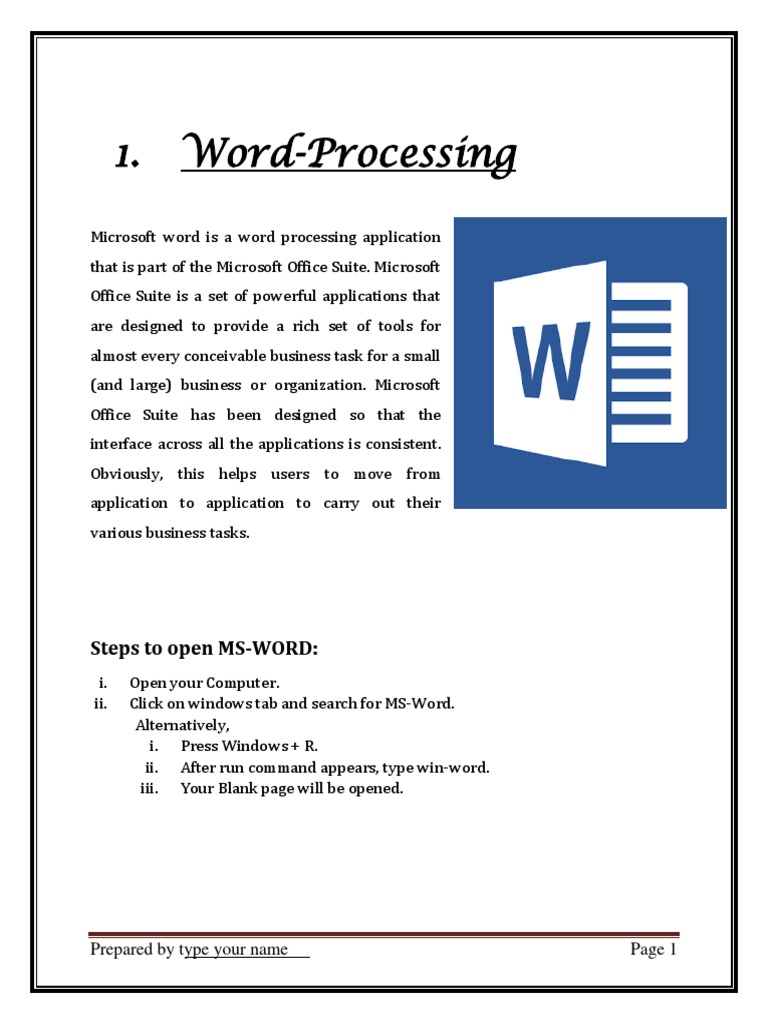 Word-Processing: Steps To Open MS-WORD | PDF