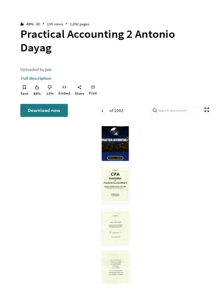 Practical Accounting 2 Antonio Dayag: Download Now | PDF
