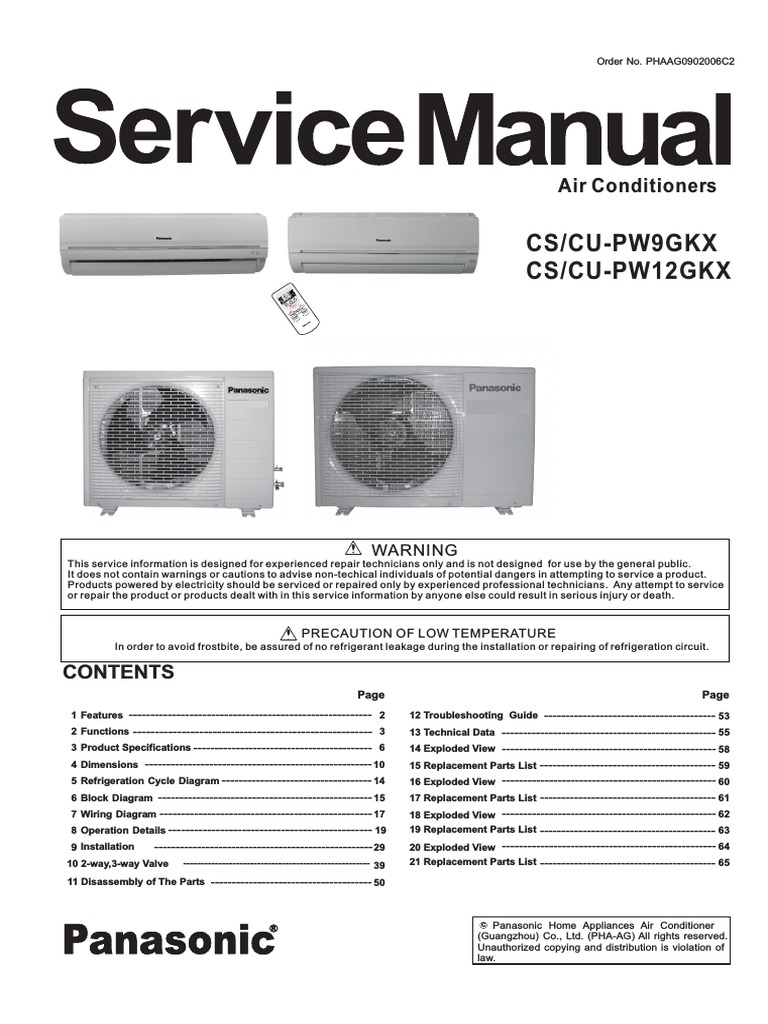 Cs/Cu-Pw9Gkx Cs/Cu-Pw12Gkx: Air Conditioners | PDF | Air Conditioning | Home Appliance