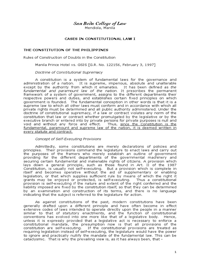 San Beda College cases in constitutional law | PDF | Initiative ...