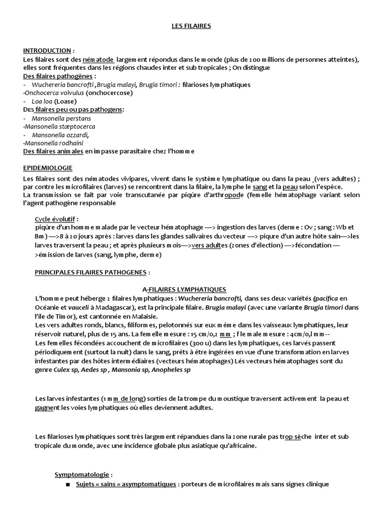 Traitement et causes des filaires | PDF | Animaux et humains ...