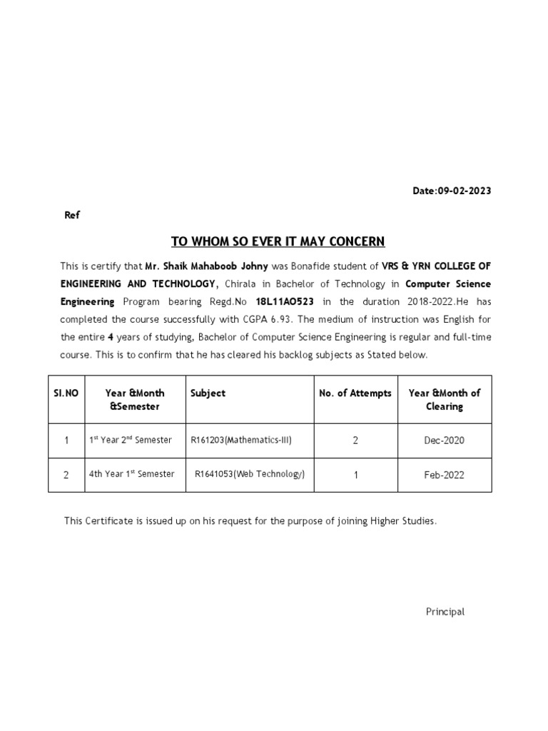Backlog Certificate | PDF