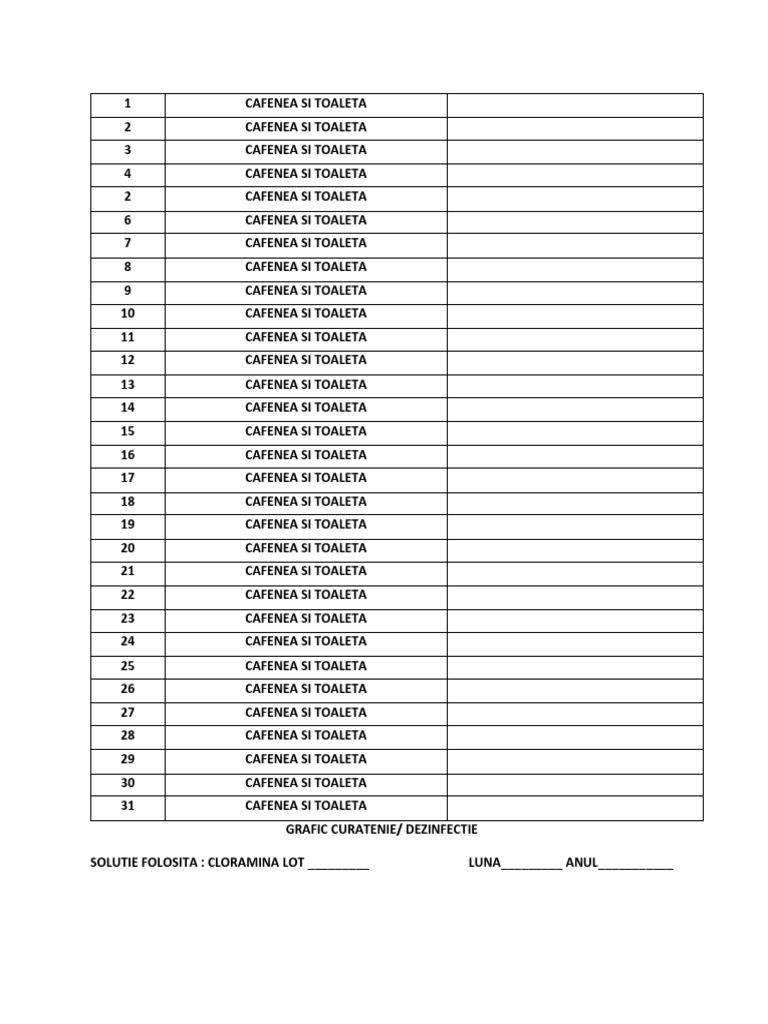 Grafic Curatenie | PDF