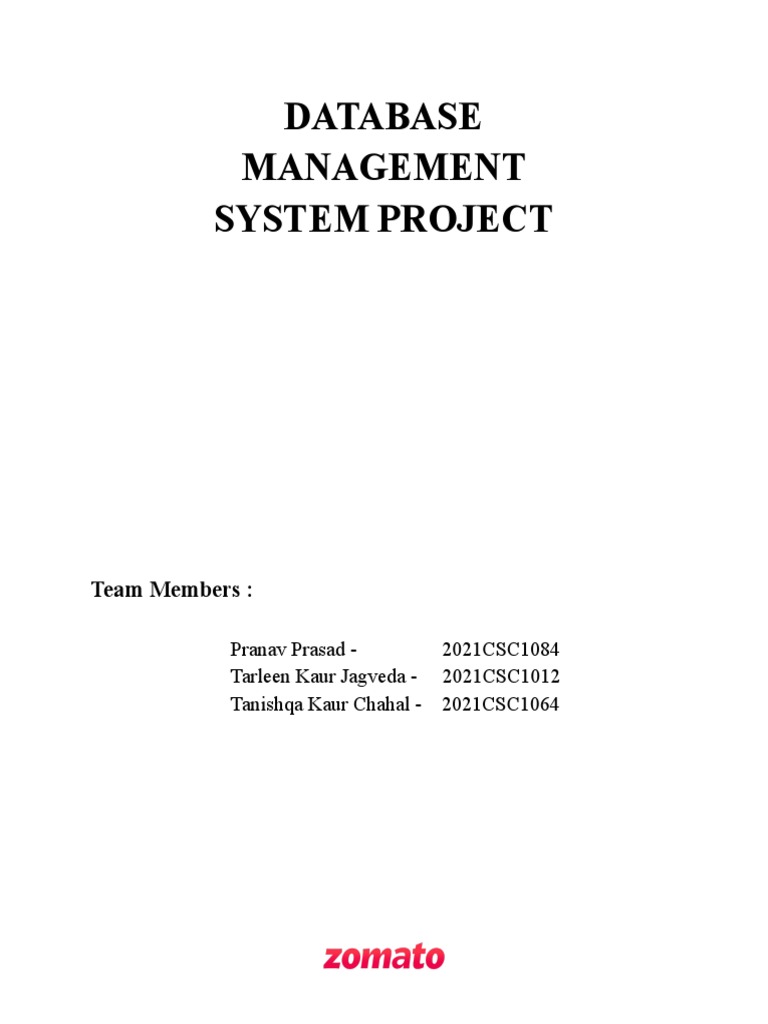 DBMS Project | PDF | Databases | Restaurants DBMS Project | PDF | Databases | Restaurants