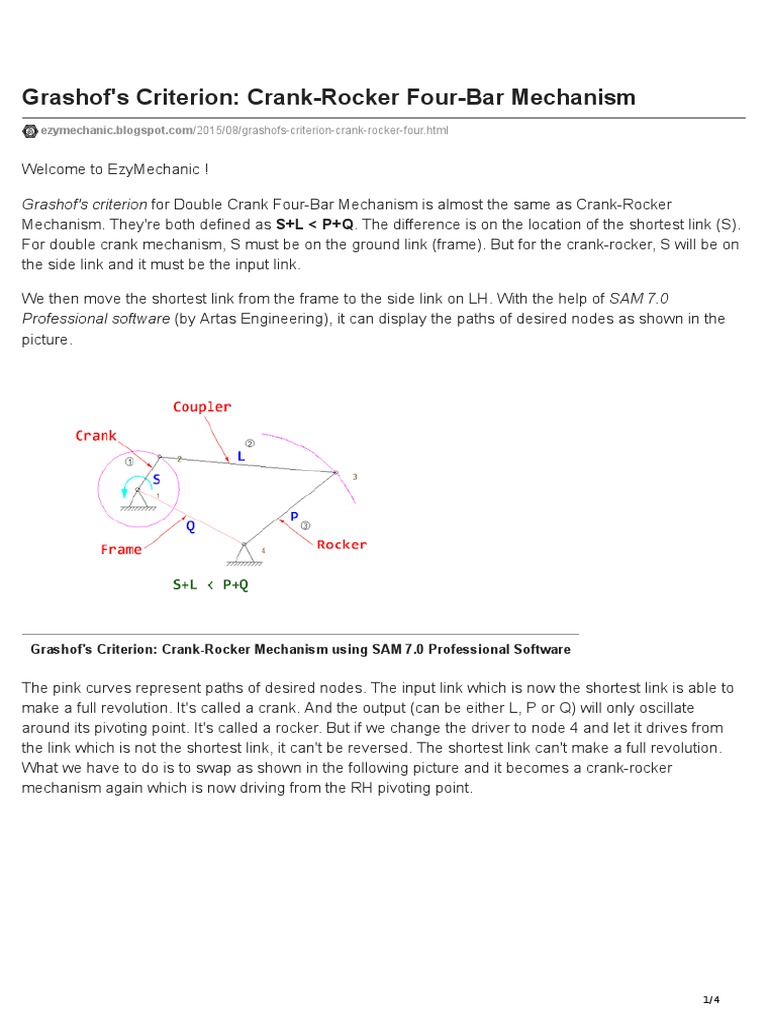 Grashof's Law in Crank-Rocker Mechanisms | PDF | Classical Mechanics ...
