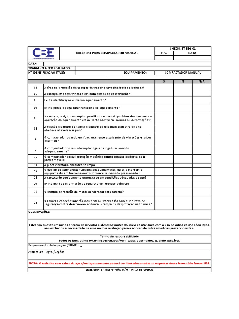 Checklist Seg-01 - Compactador Manual | PDF