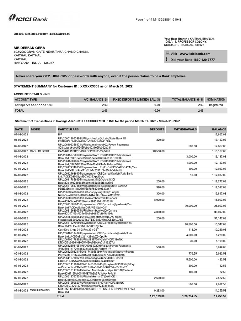 Savings Account Statement Summary | PDF | Banks | Savings Account
