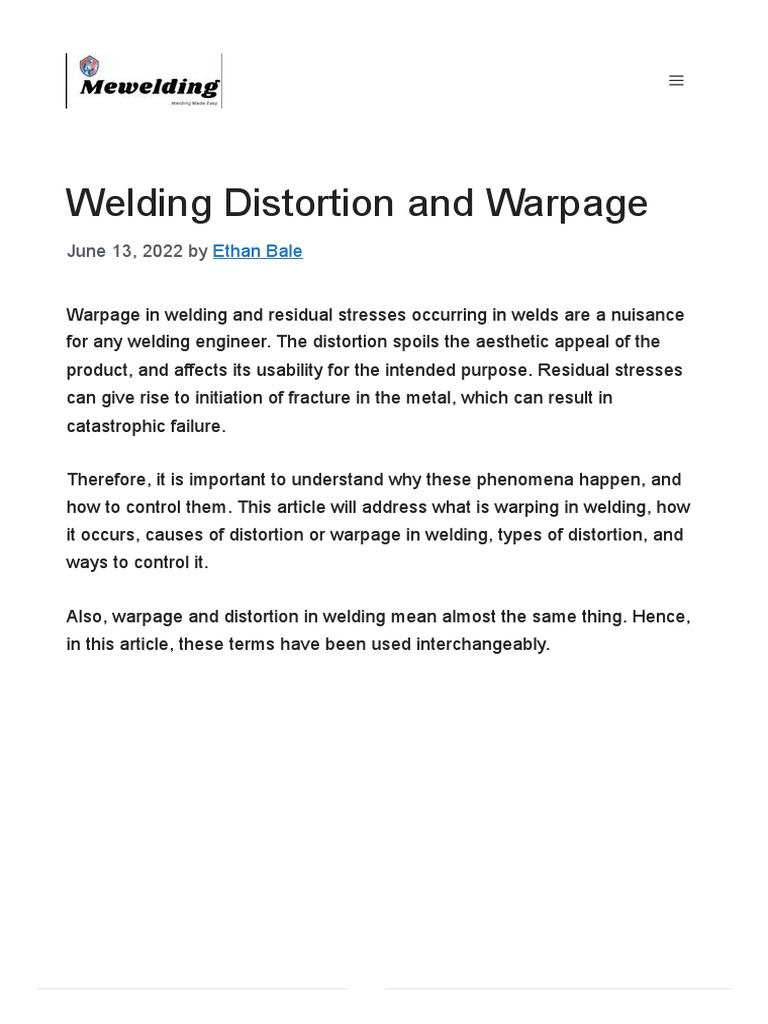 Welding Distortion and Warpage: June 13, 2022 by | PDF | Construction ...