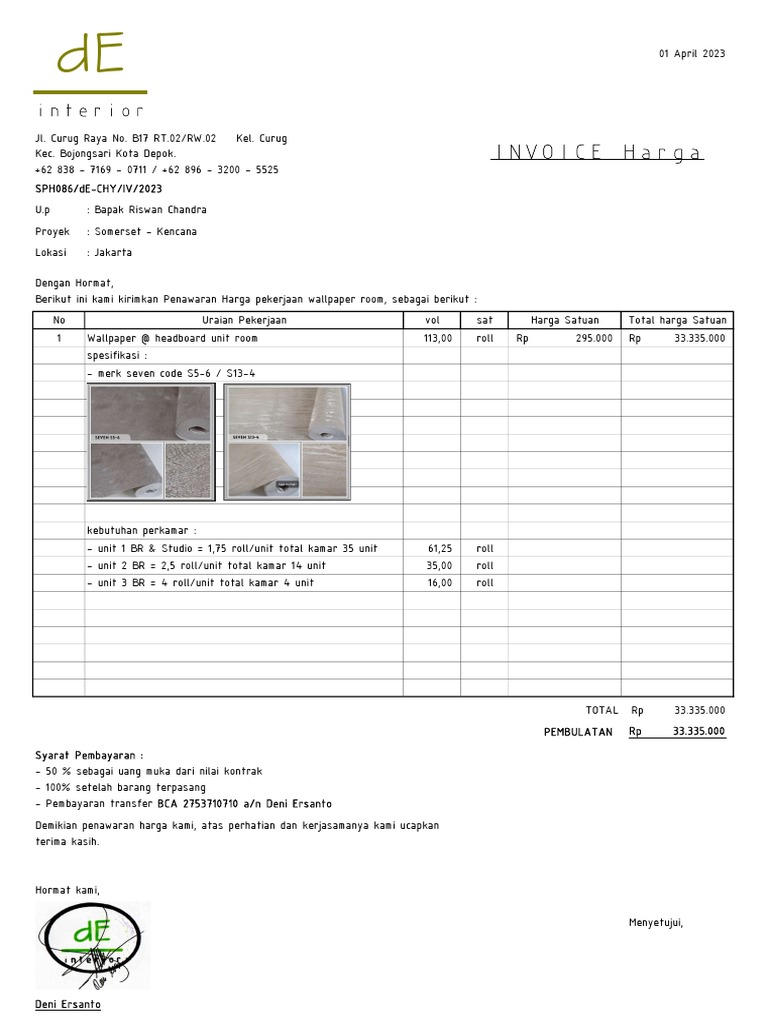 Invoice Harga: Interior | PDF
