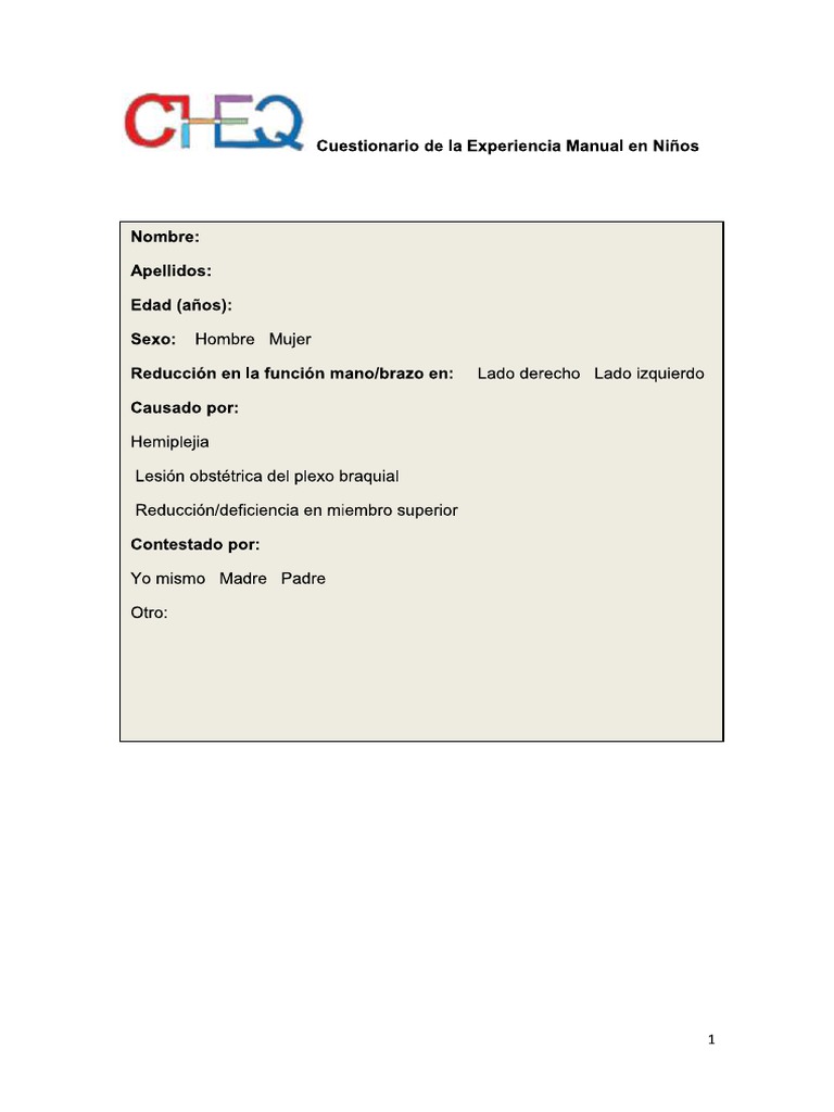 Cuestionario Cheq | PDF