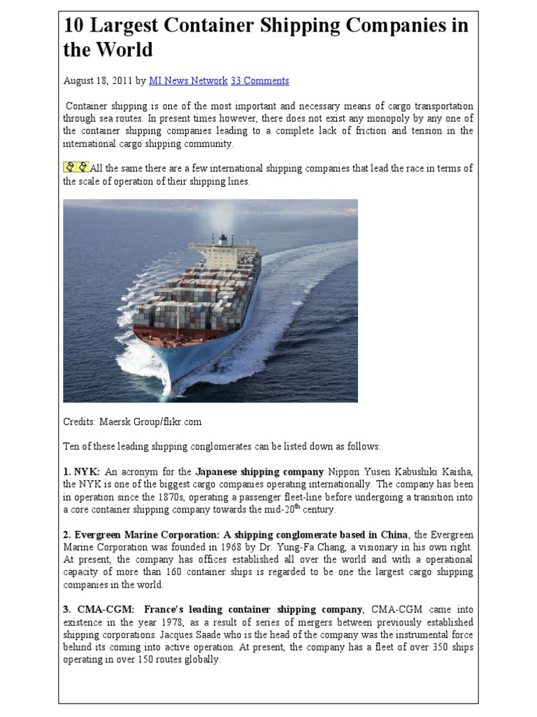 10 Largest Container Shipping Companies in The World | PDF | Modularity ...