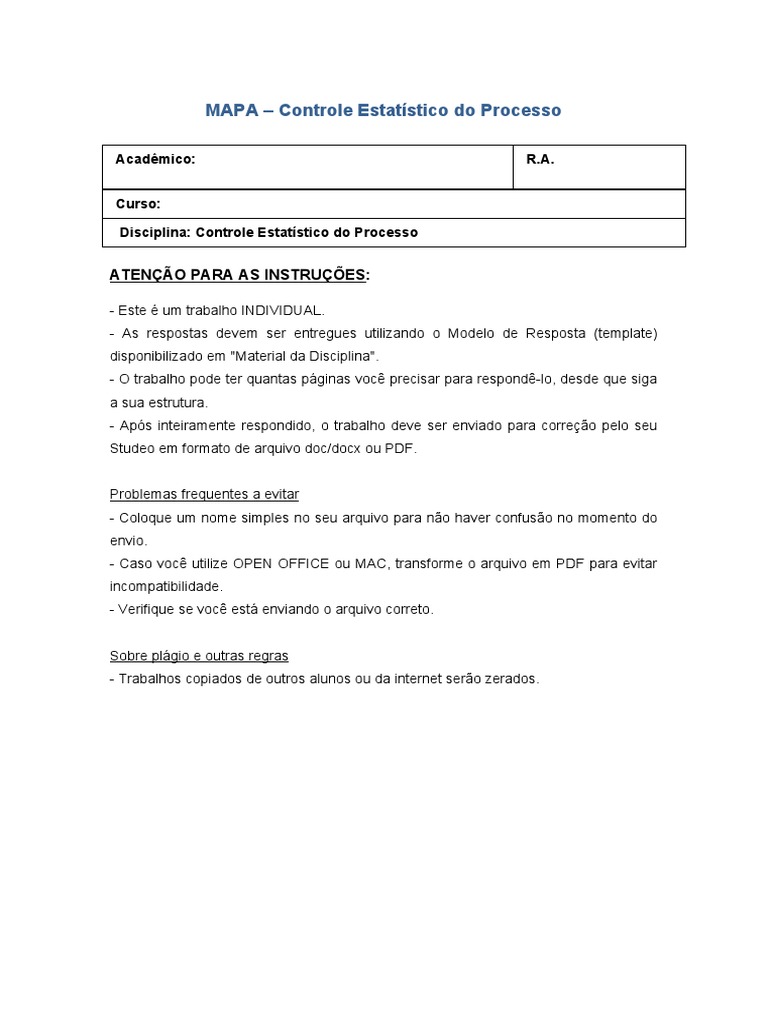 Mapa Controle Estatistico Do Processo | PDF | Embalagem e rotulagem | Dados