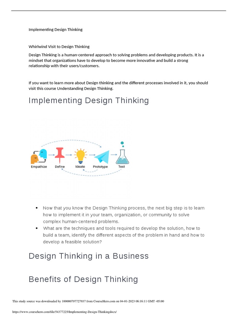 Implementing Design Thinking | PDF | Design Thinking | Prototype