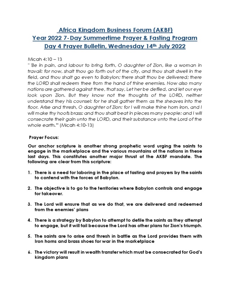AKBF 2022 Summer Prayer Bulletin 4 | PDF | Prayer | Old Testament Books