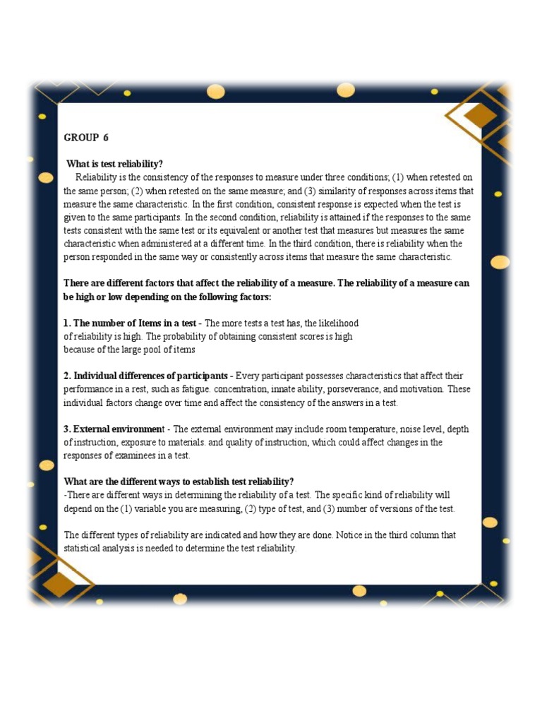 Group 6 | PDF | Validity (Statistics) | Educational Assessment