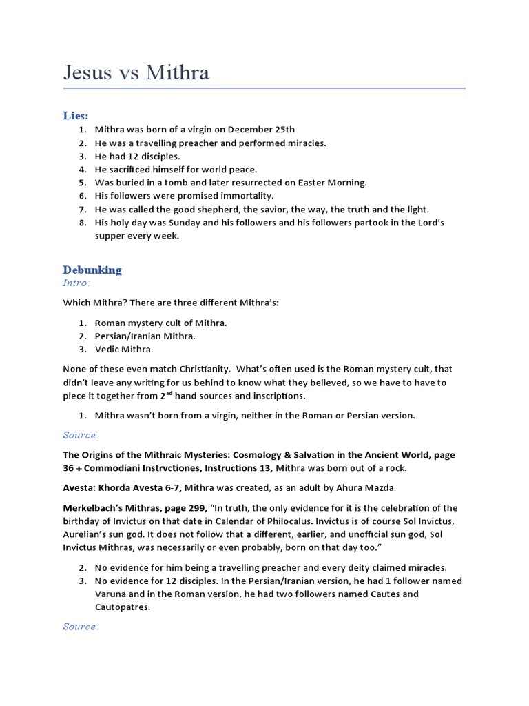 Jesus Vs Mithra | PDF | Religious Faiths | Religious Belief And Doctrine