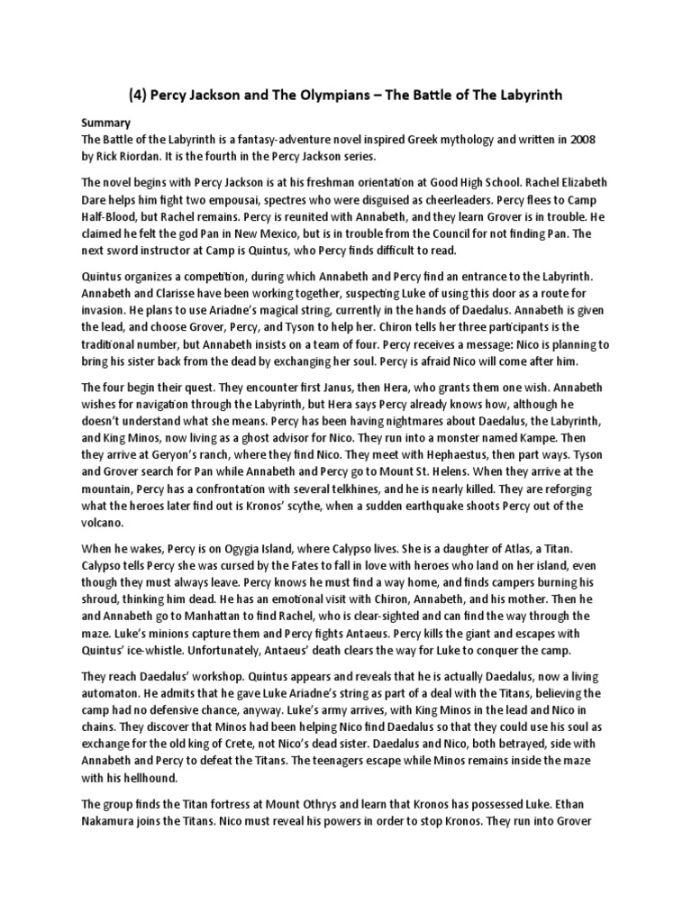 Percy Jackson and The Olympians - The Battle of The Labyrinth (Book 4 ...