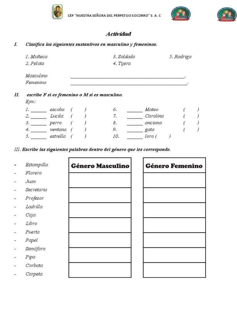 Genero y Numero en El Sustantivo para Segundo de Primaria | PDF | Comida y bebida | Alimentos