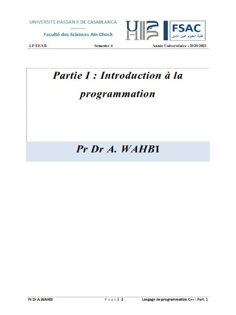 Partie I - Introduction À La Programmation | PDF