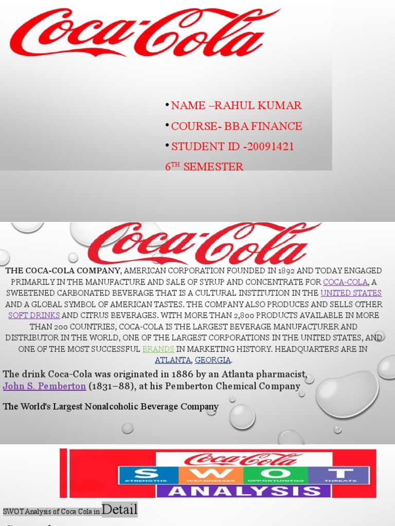 Coca-Cola SWOT Analysis & BCG Matrix | PDF | The Coca Cola Company ...