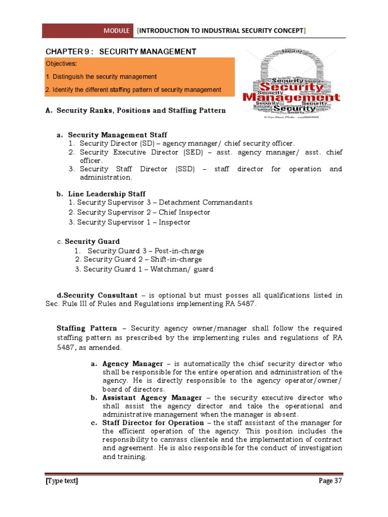 Chapter 9 - Security Management | Download Free PDF | Security Guard | Securities