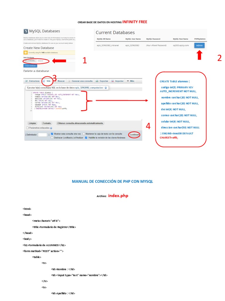 Cómo crear una base de datos y un formulario de registro de alumnos en PHP conectado a MySQL ...