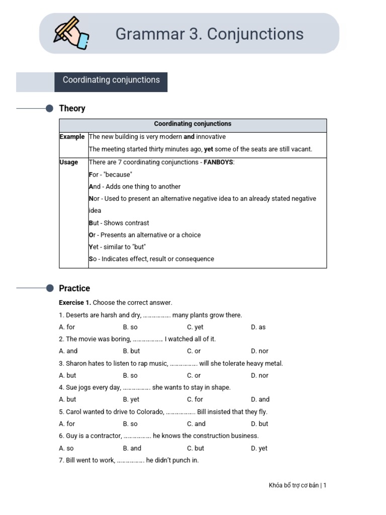Grammar 3. Conjunctions | PDF