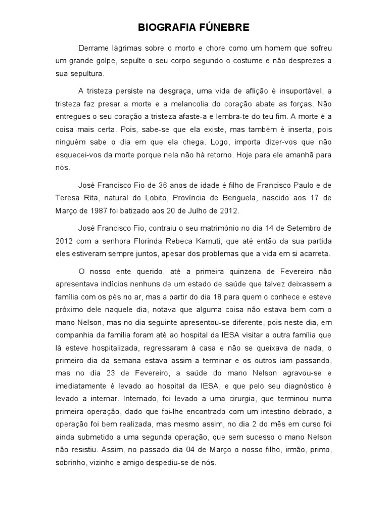 Biografia Fúnebre Dia 05 | PDF | Morte | Amor