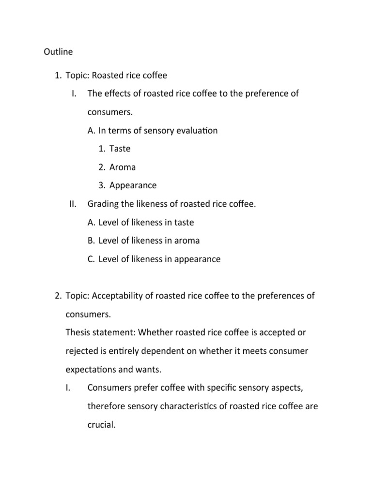 Outline For Rice Coffee | PDF | Coffee | Rice