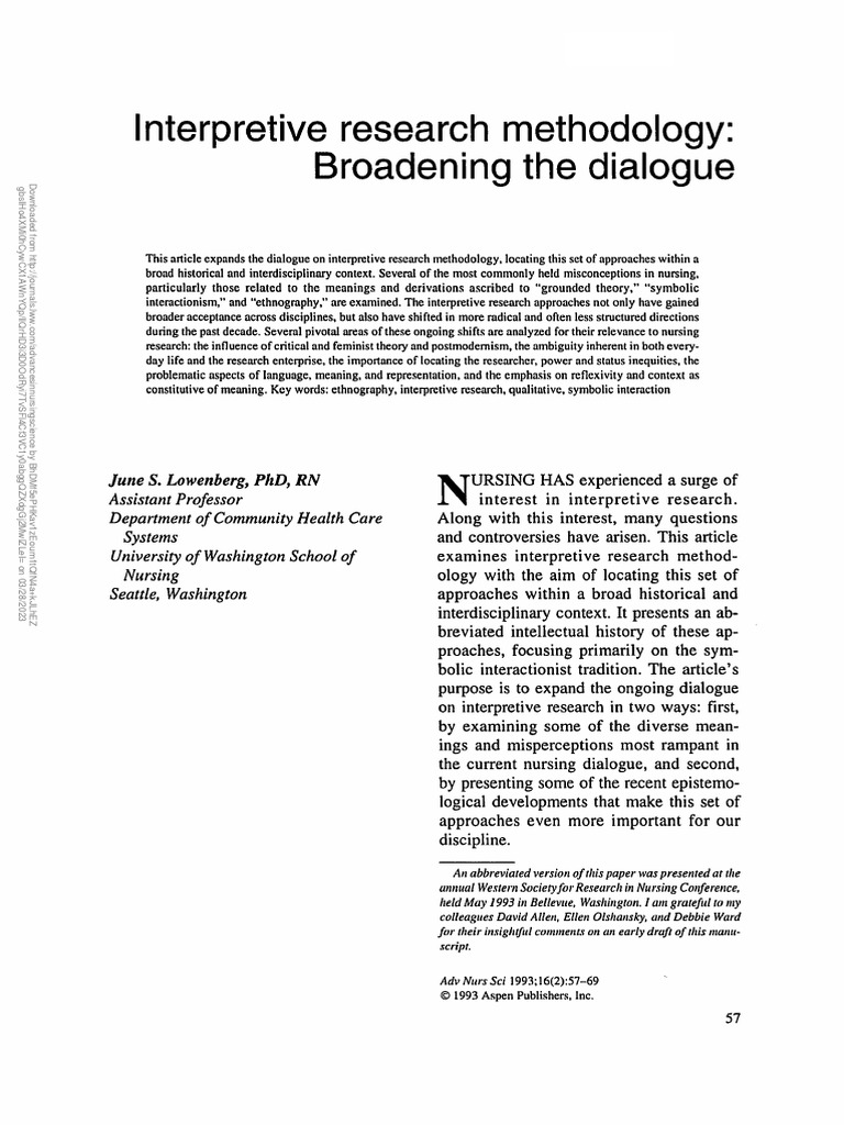 Interpretive Research Methodology Broadening The.6 | PDF