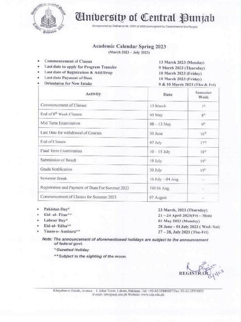 Academic Calendar | PDF