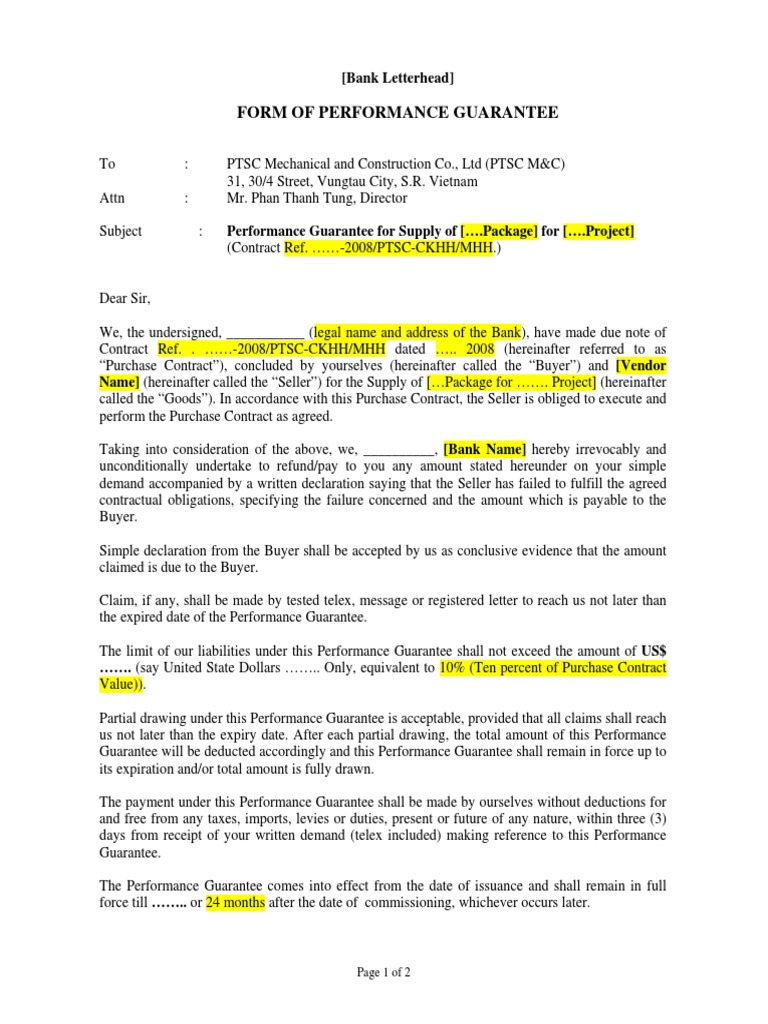 Part 10 - Performance Guarantee | Download Free PDF | Guarantee | Civil ...