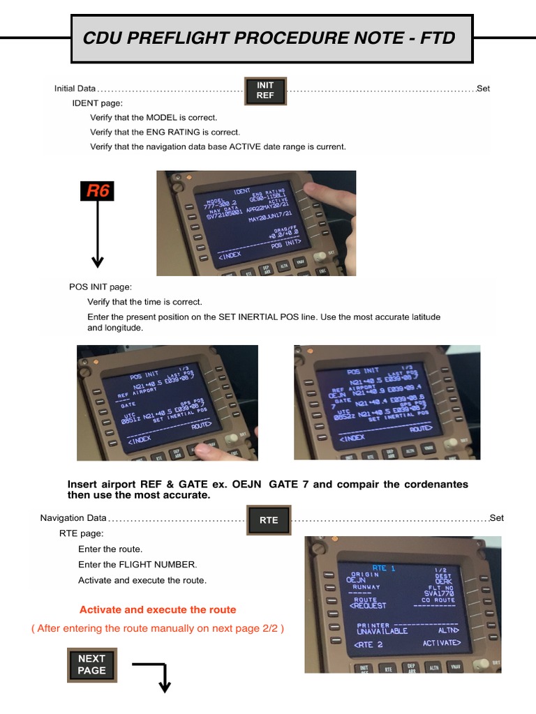 Cdu Preflight Procedure Note - FTD | PDF