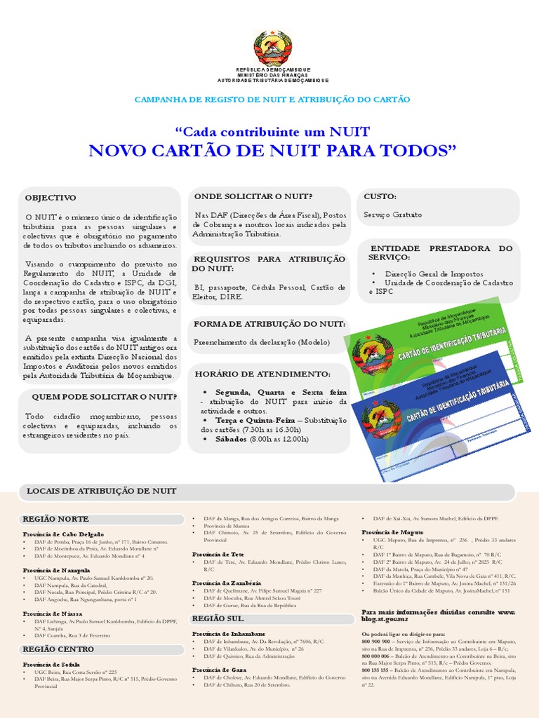 Novo Cartão de Nuit para Todos": "Cada Contribuinte Um NUIT | Download ...