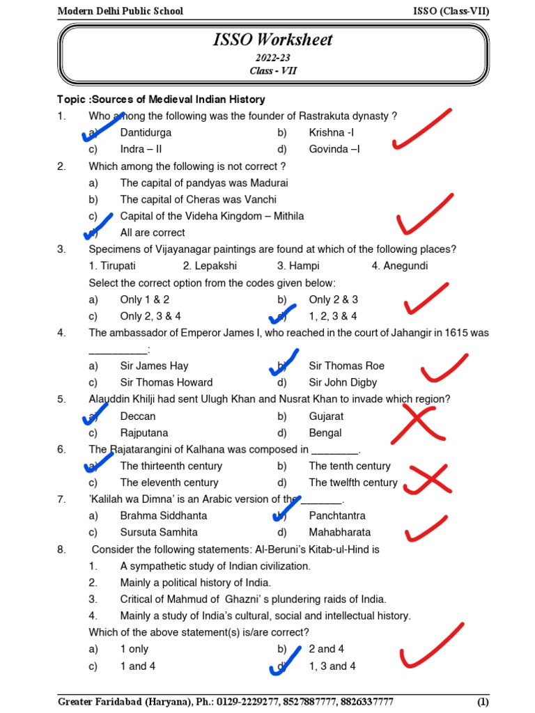 ISSO (Class-7) Worksheet | PDF | Retail | Mughal Empire
