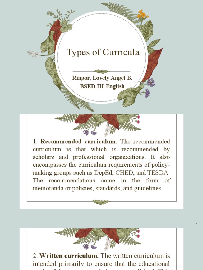 Types of Curricula | PDF | Curriculum | Learning