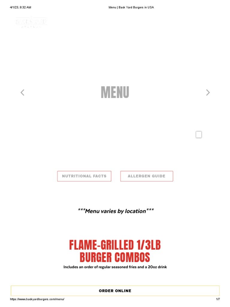 Backyard Burgers Menu and Prices | PDF | Hamburgers | Hot Dog