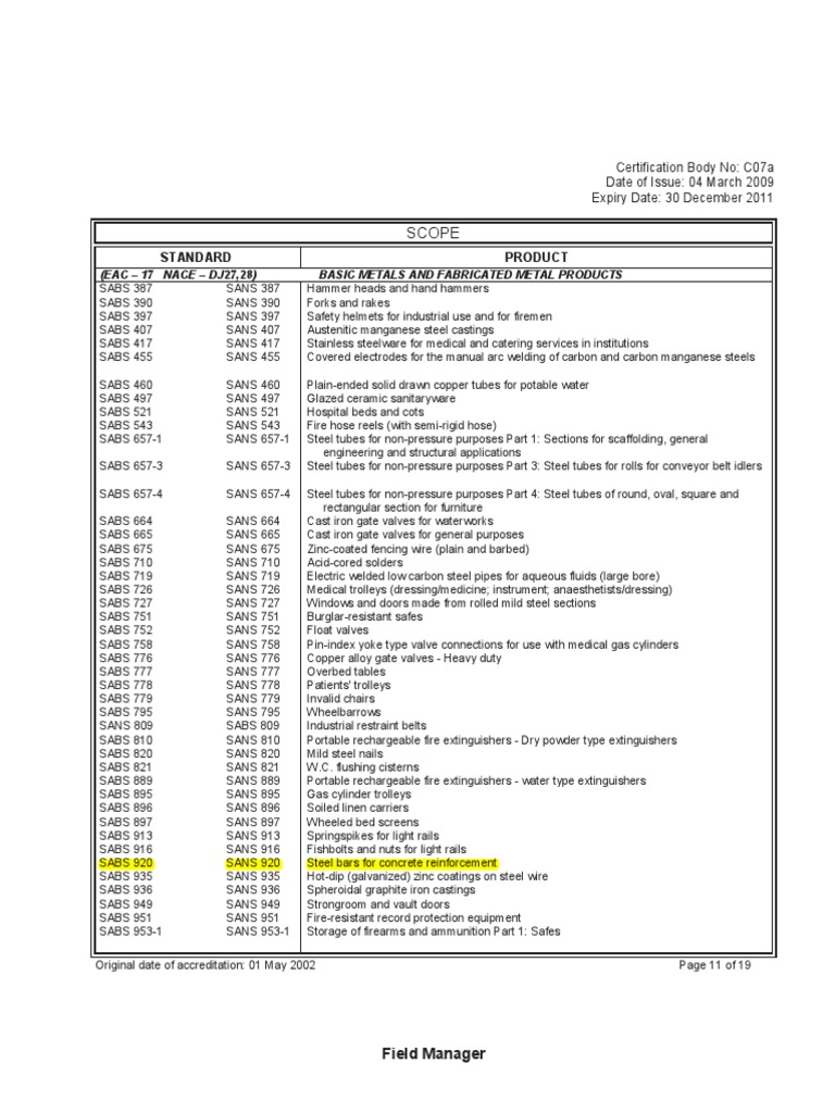 Sabs Sans920 | PDF | Steel | Materials