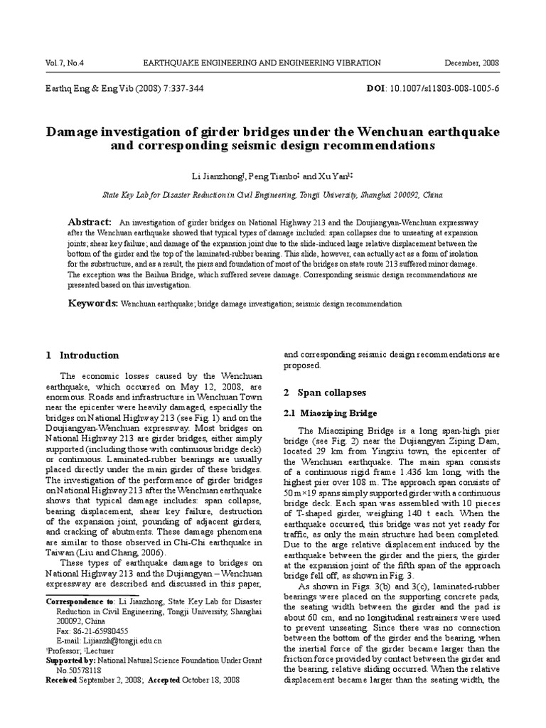 Seismic Impact on Girder Bridges | PDF | Earthquake Engineering ...