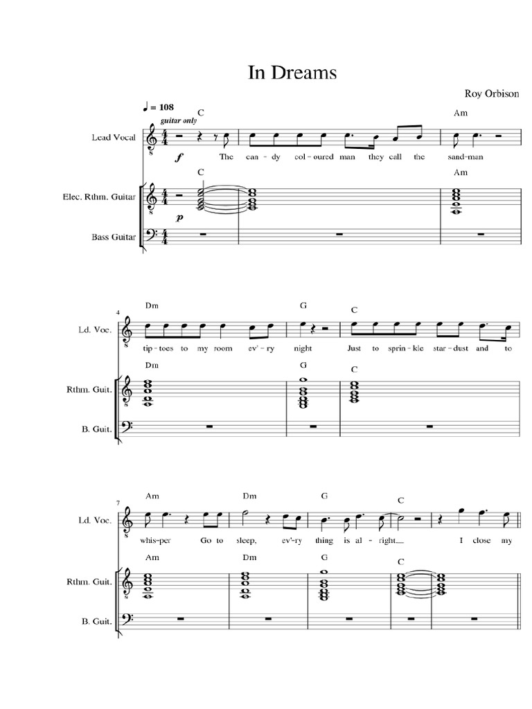 In Dreams' Sheets (Roy Orbinson) | PDF